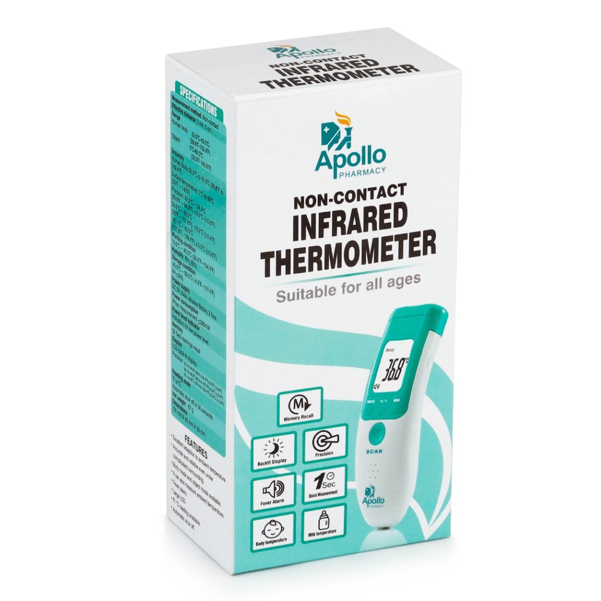 Buy Apollo Pharmacy Non-Contact Infrared Thermometer, 1 Count | 19 ...