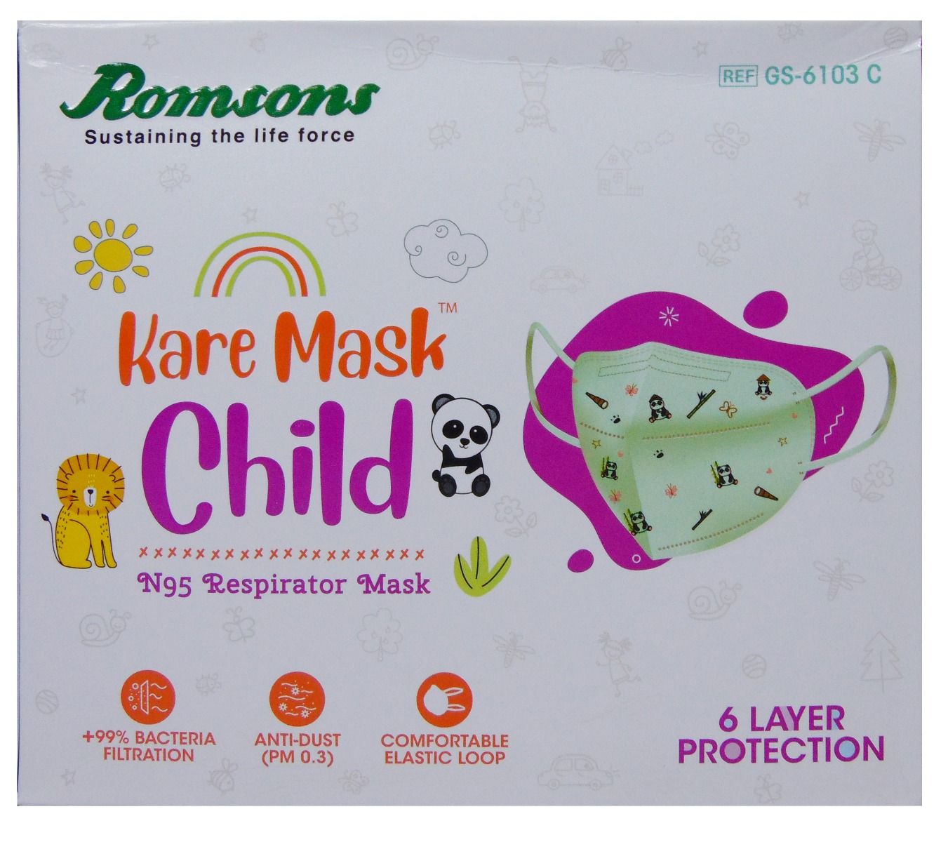 Romsons N95 Respirator Kare 6 Layer Child Mask, 3 Count Price, Uses ...