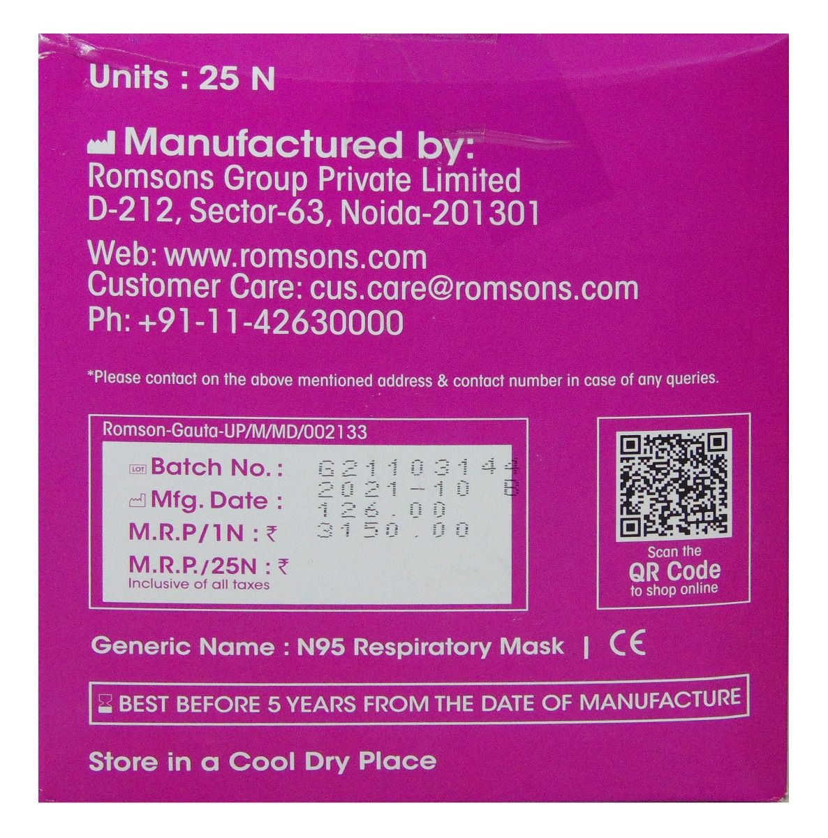 Romsons N95 Respirator Kare 6 Layer Child Mask, 3 Count Price, Uses ...