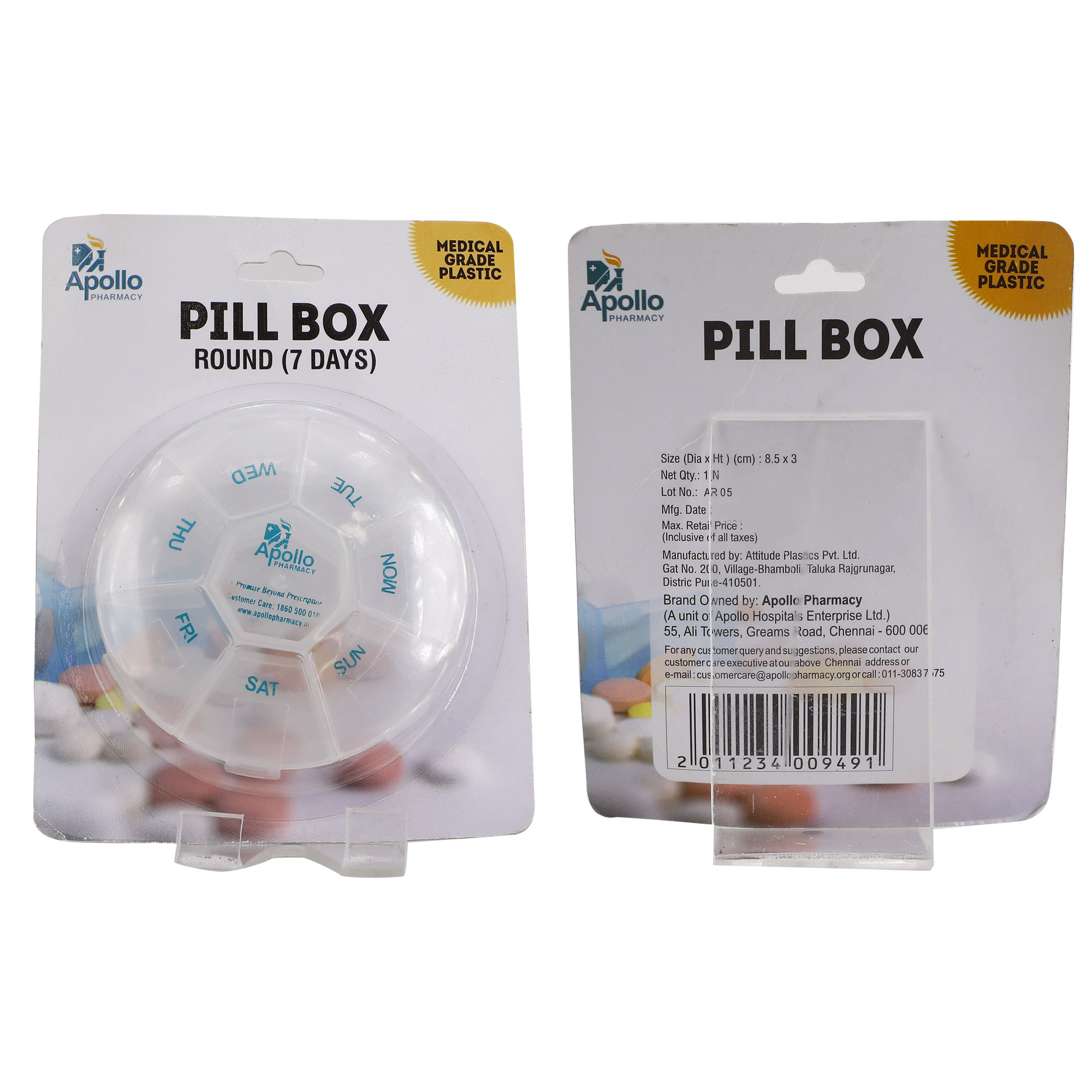 Apollo Pharmacy Pill Box Round 7 Days, 1 Kit Price, Uses, Side Effects ...