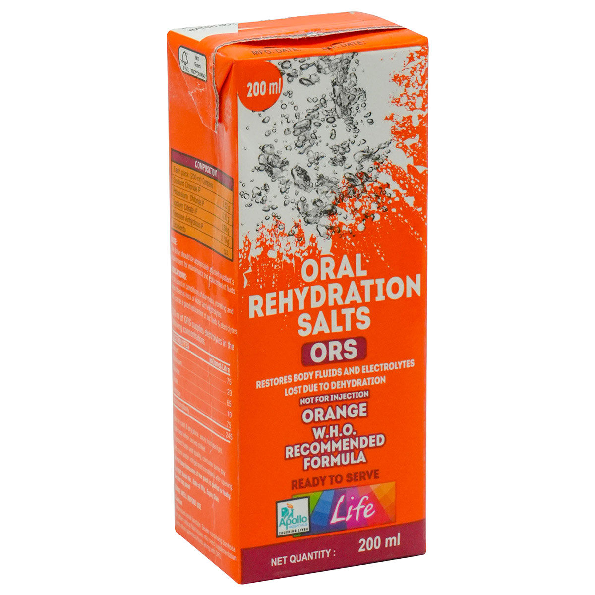 Buy Apollo Pharmacy ORS Orange Flavour Drink, 4x200 ml | 19 Minutes ...