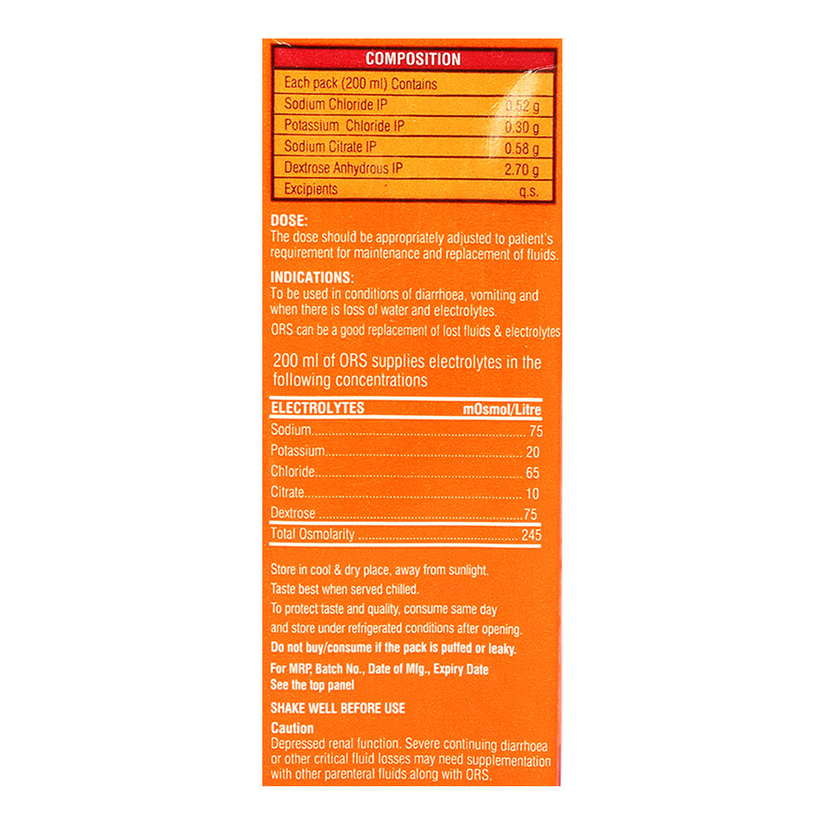 Apollo Pharmacy ORS Orange Flavour Drink 200 ml, 4 Count Price, Uses ...