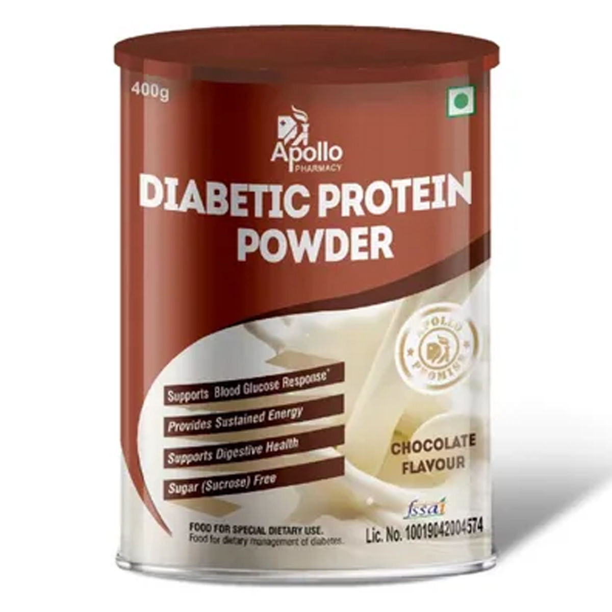 Buy Apollo Pharmacy Diabetic Chocolate Flavour Protein Powder, 400 gm ...