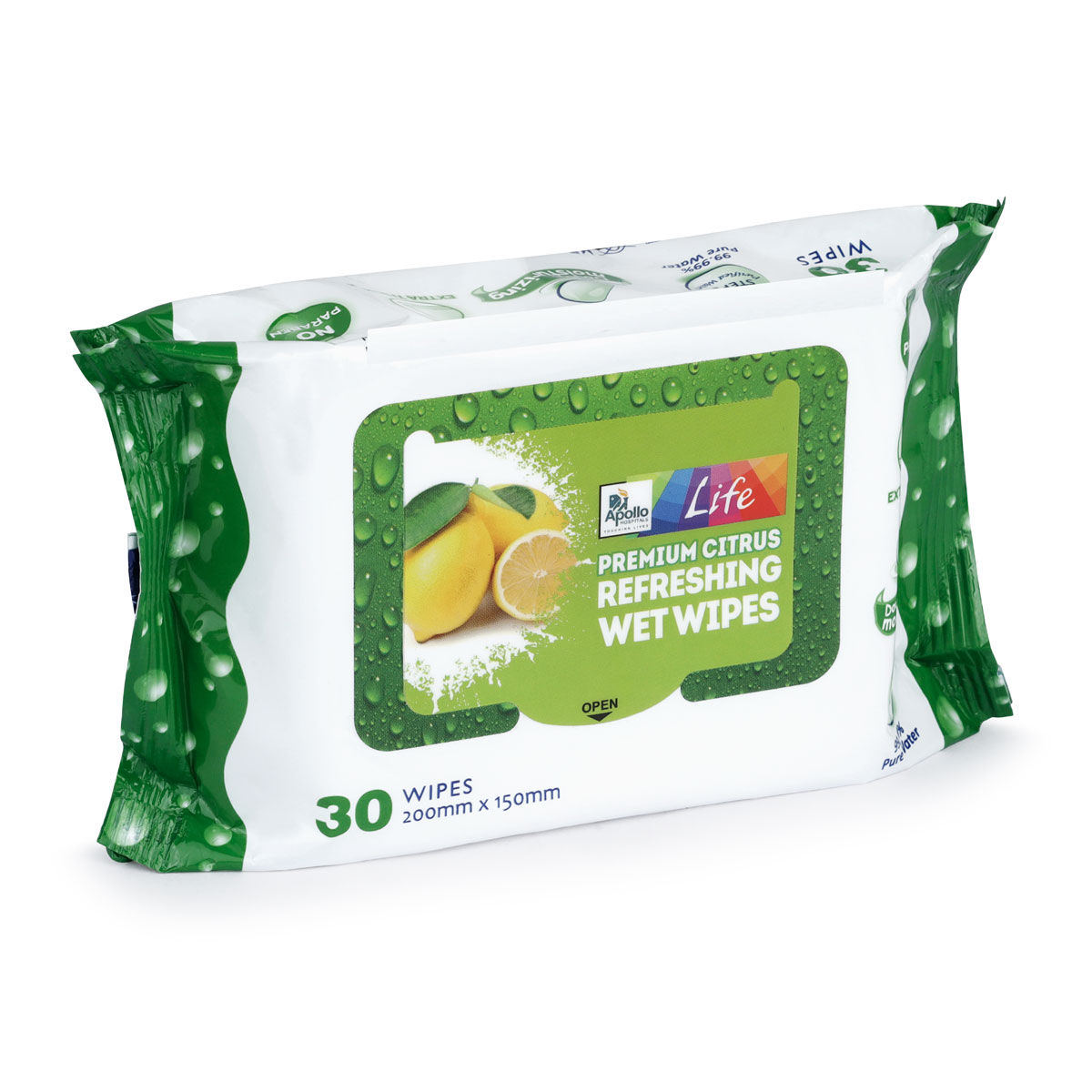 Buy Apollo Life Premium Citrus Refreshing Wet Wipes, 60 (2x30) Count ...