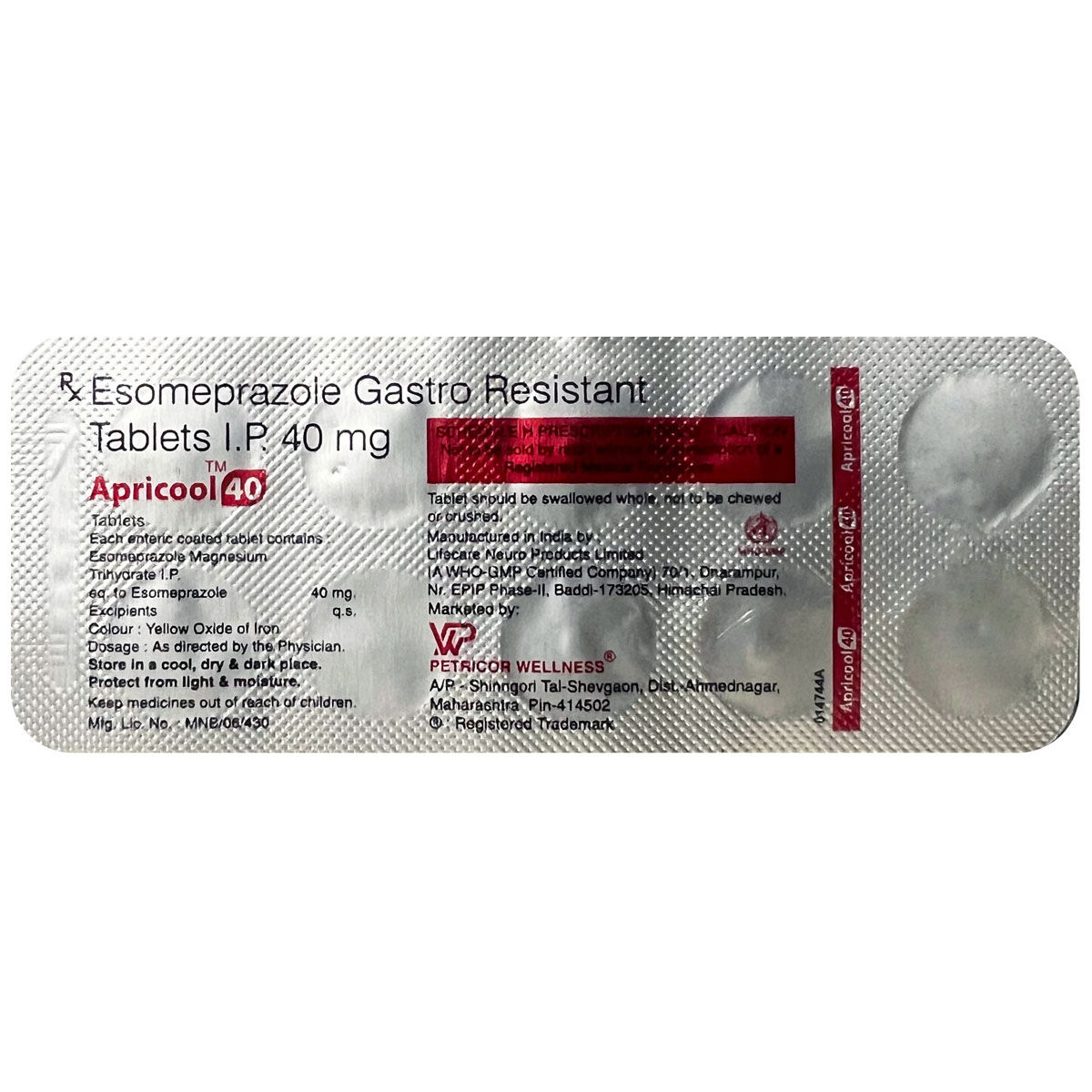 Apricool 40 Tablet 10's | Uses, Side Effects, Price | Apollo Pharmacy