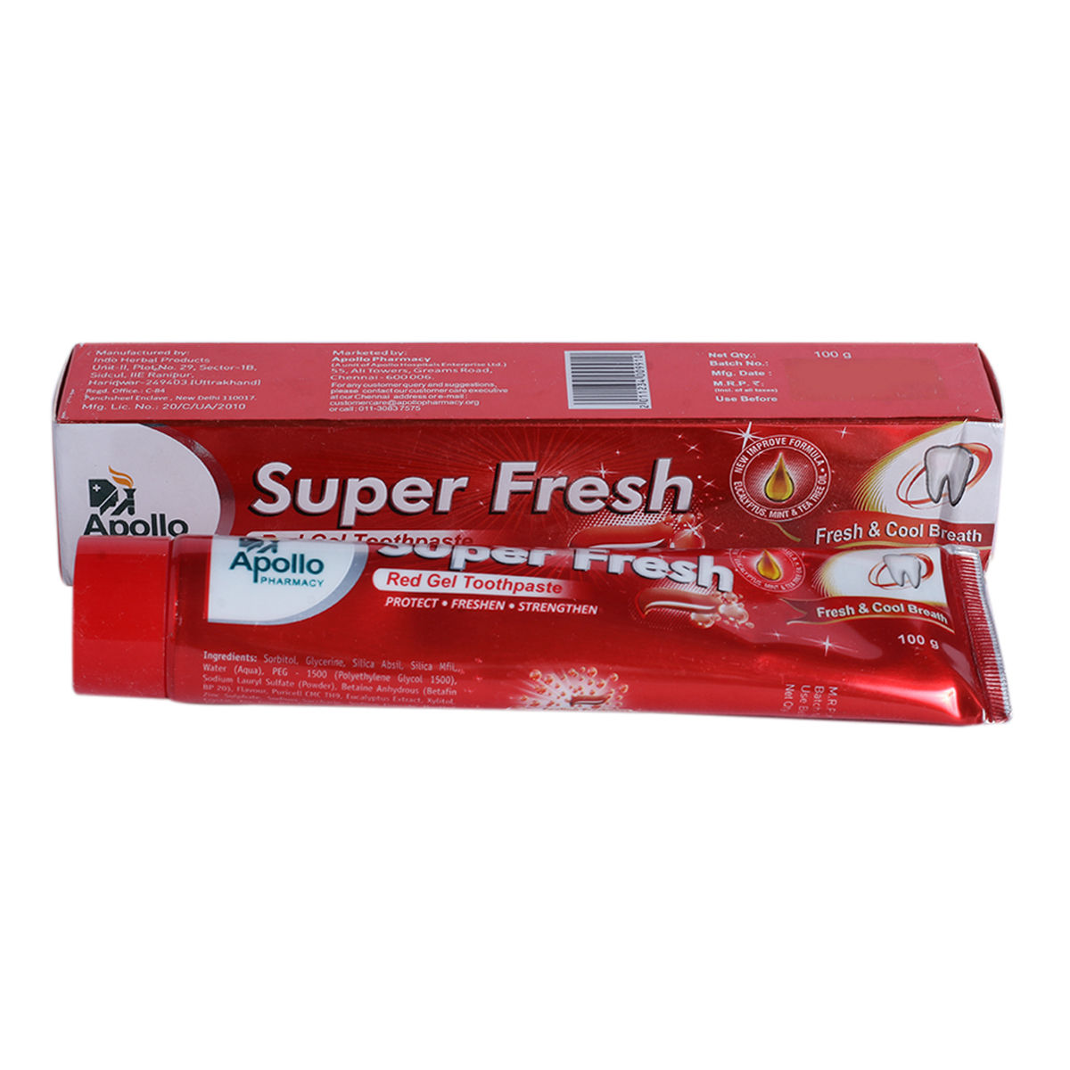 Apollo Pharmacy Super Fresh Red Gel Toothpaste, 100 gm Price, Uses ...