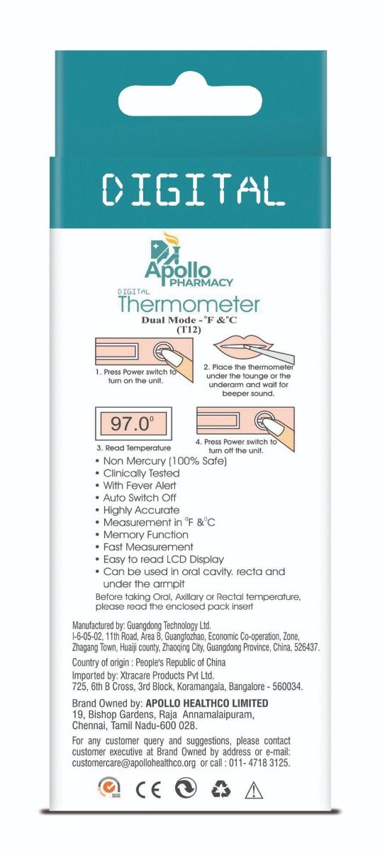 Buy Apollo Pharmacy Digital Thermometer, 1 Count | 19 Minutes Delivery ...