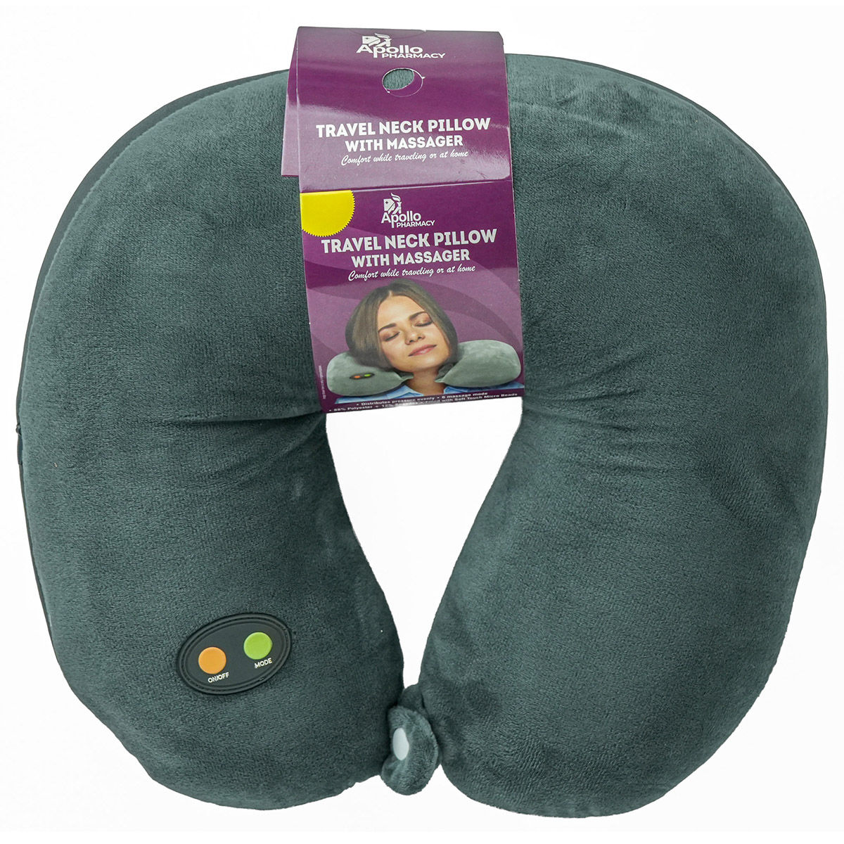 Buy Apollo Pharmacy Travel Neck Pillow with Massager Universal, 1 Count ...