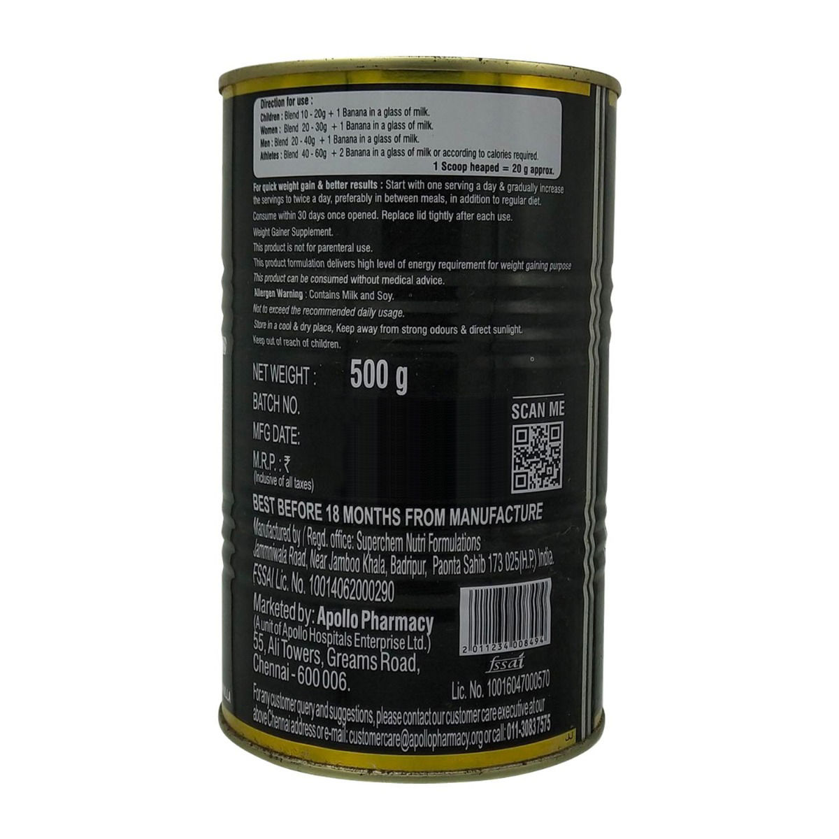 Apollo Life Weight Gainer Vanilla Flavour Powder, 500 gm Price, Uses ...