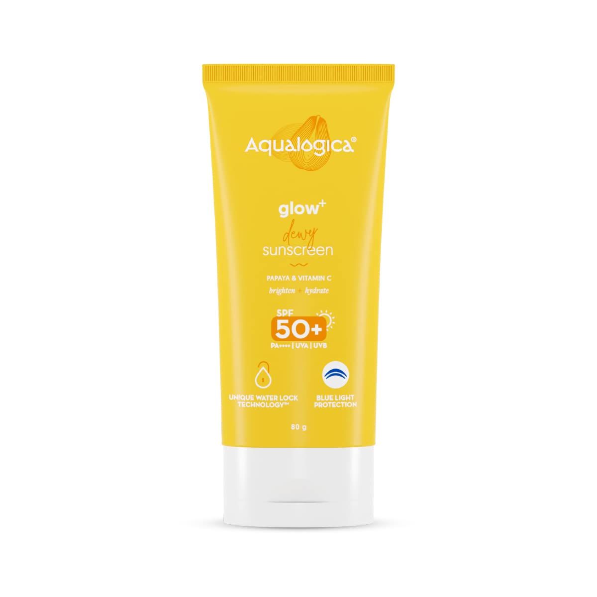 Buy Aqualogica Glow+ Dewy Sunscreen 80 gm with SPF 50+ & PA++++ | 19 ...