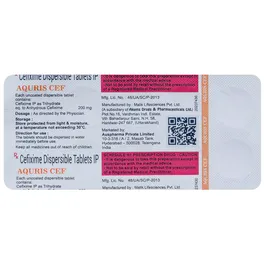 Aquris Cef 200 mg Tablet 10's | Uses, Side Effects, Price | Apollo Pharmacy