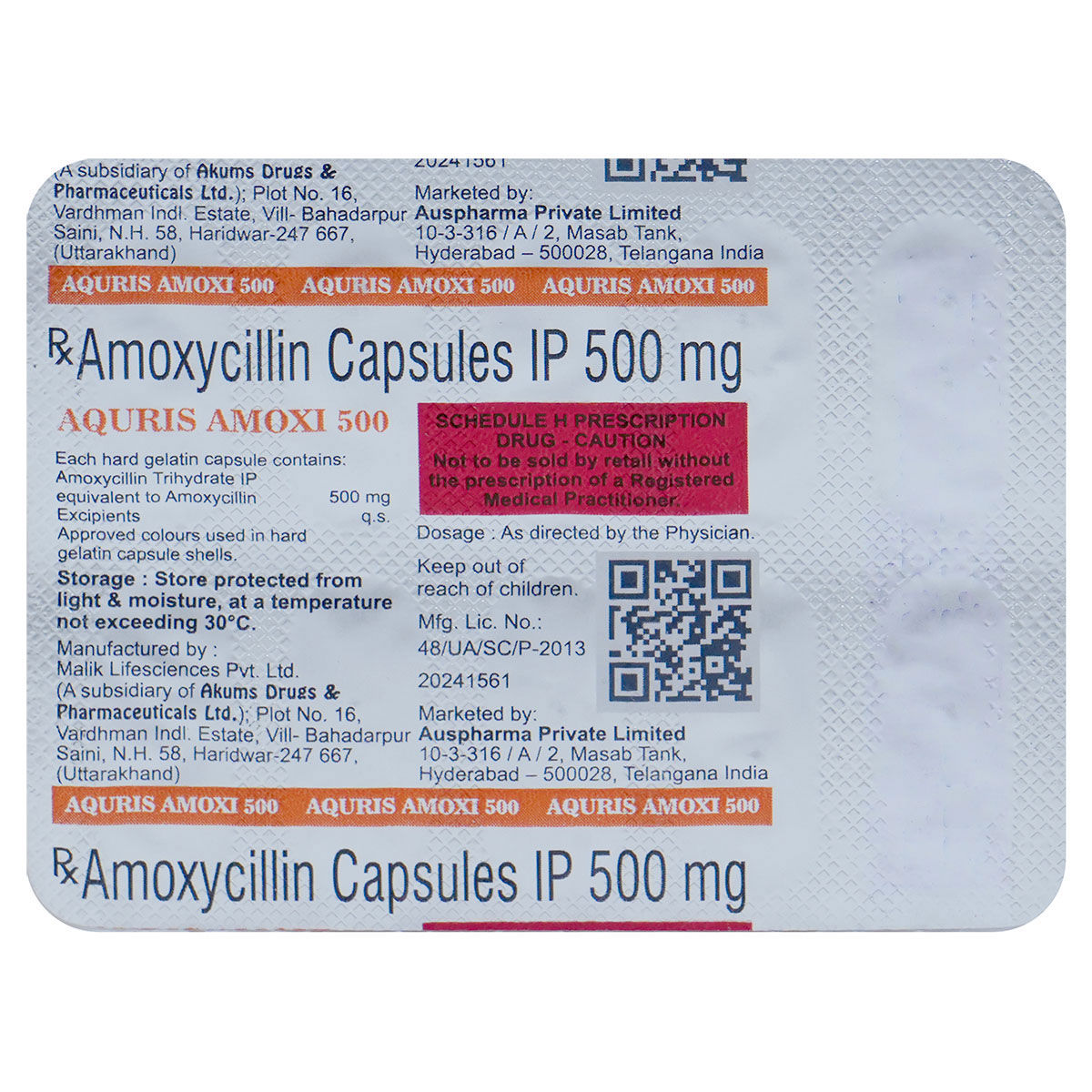 Aquris Amoxi 500 Capsule 10's | Uses, Side Effects, Price | Apollo Pharmacy