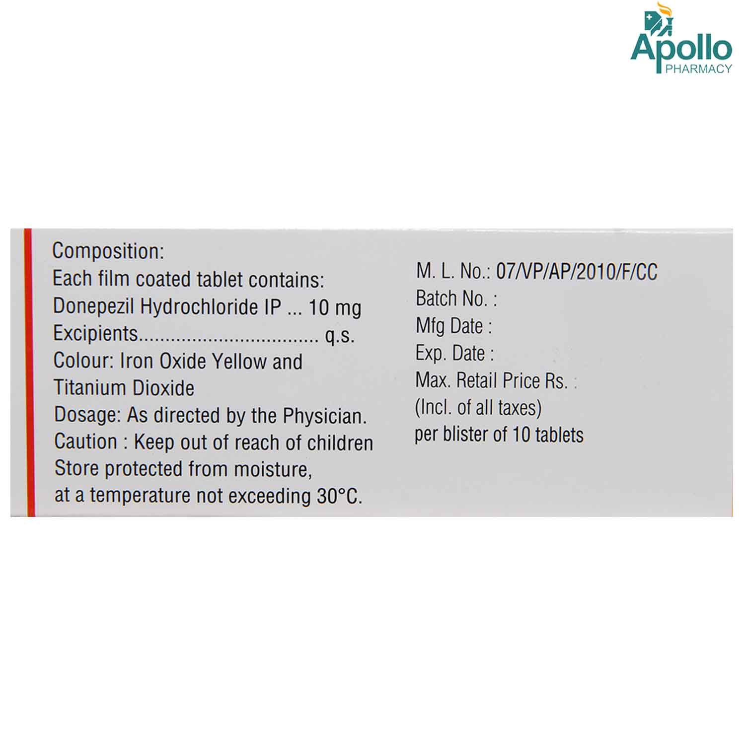 Aricep 10 Tablet 10's Price, Uses, Side Effects, Composition - Apollo ...