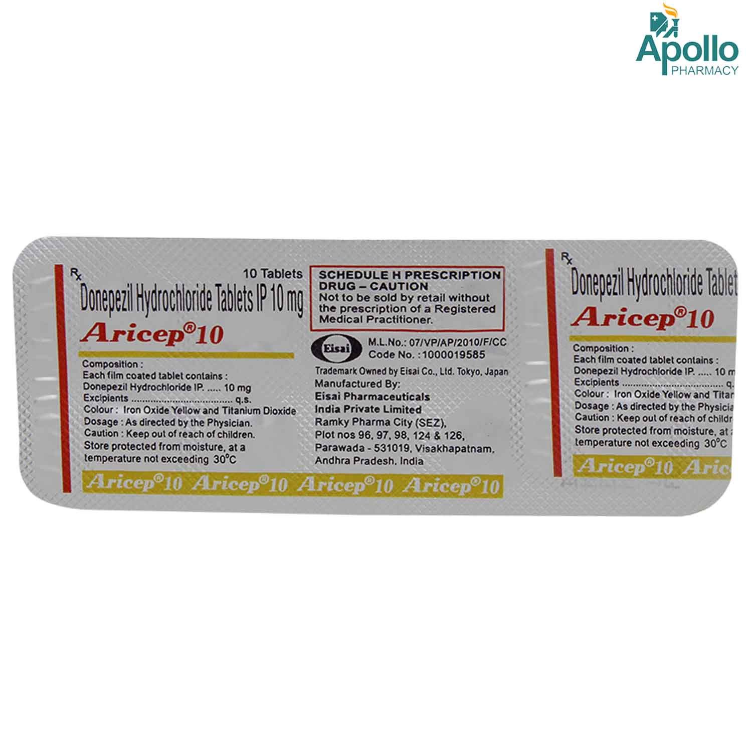 Aricep 10 Tablet 10's Price, Uses, Side Effects, Composition - Apollo ...