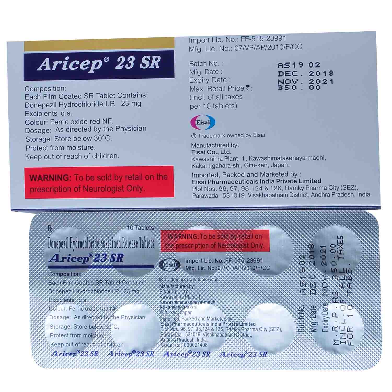 Aricep 23 SR Tablet 10's Price, Uses, Side Effects, Composition ...