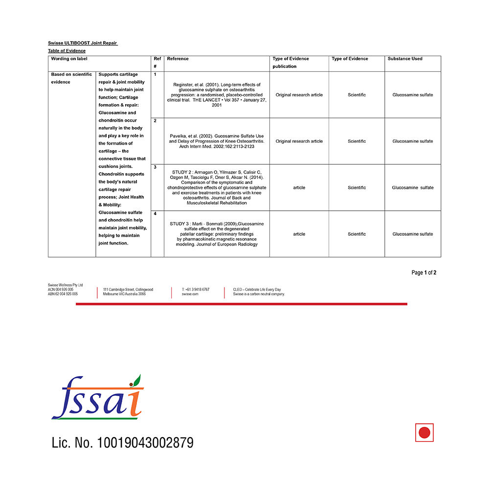 SWISSE ULTIBOOST JOINT REPAIR TAB 60'S Price, Uses, Side Effects ...