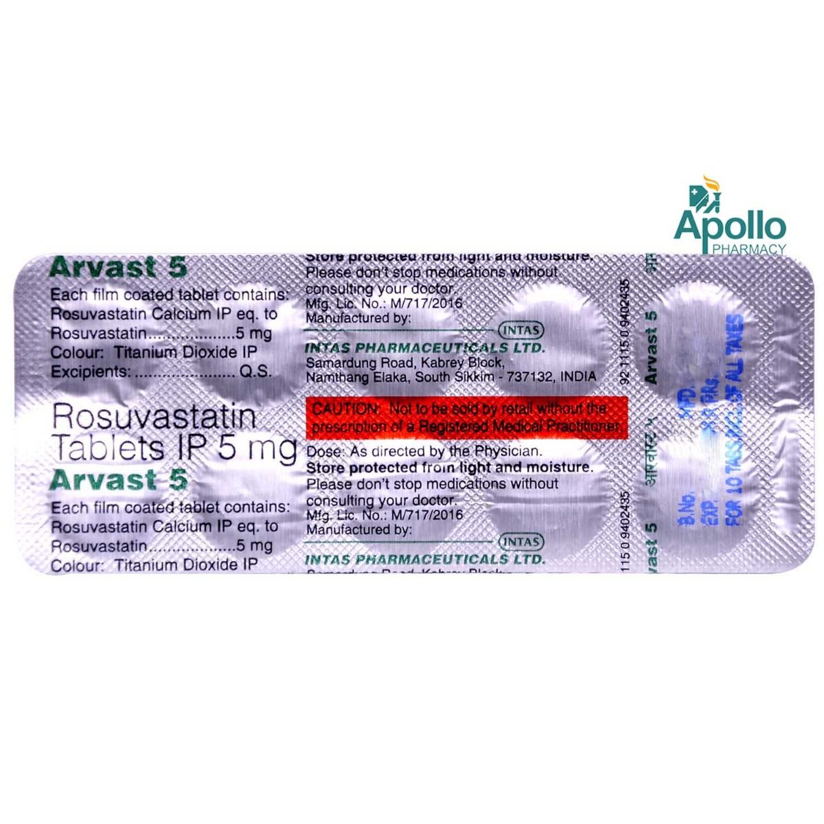 Arvast 5 Tablet 10's Price, Uses, Side Effects, Composition - Apollo ...