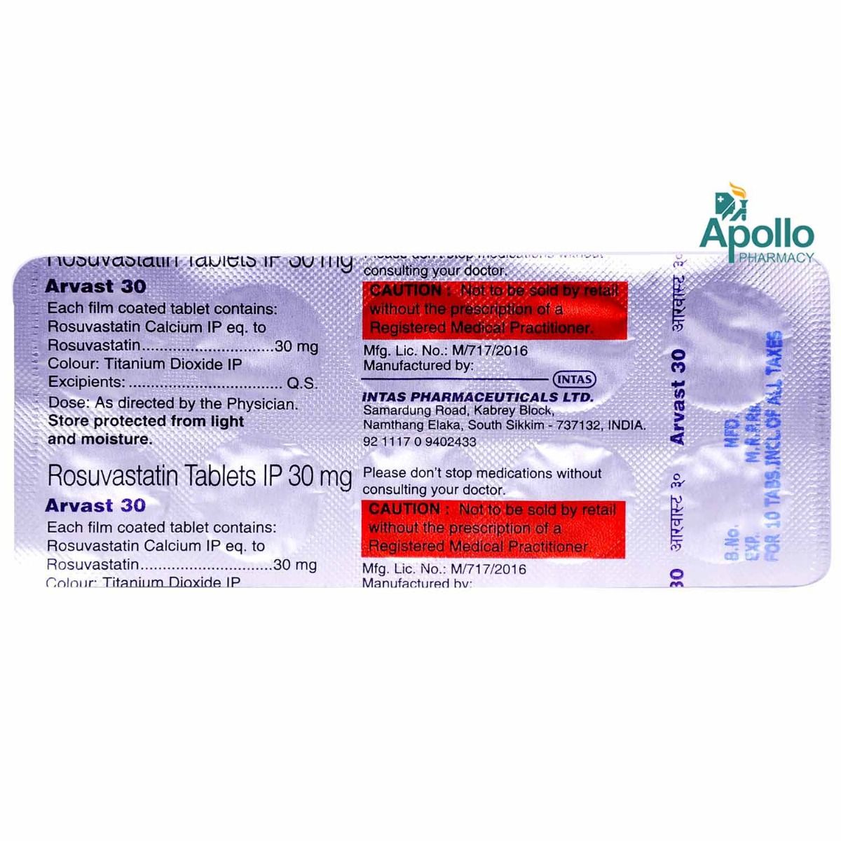 Arvast 30 Tablet 10's Price, Uses, Side Effects, Composition - Apollo ...