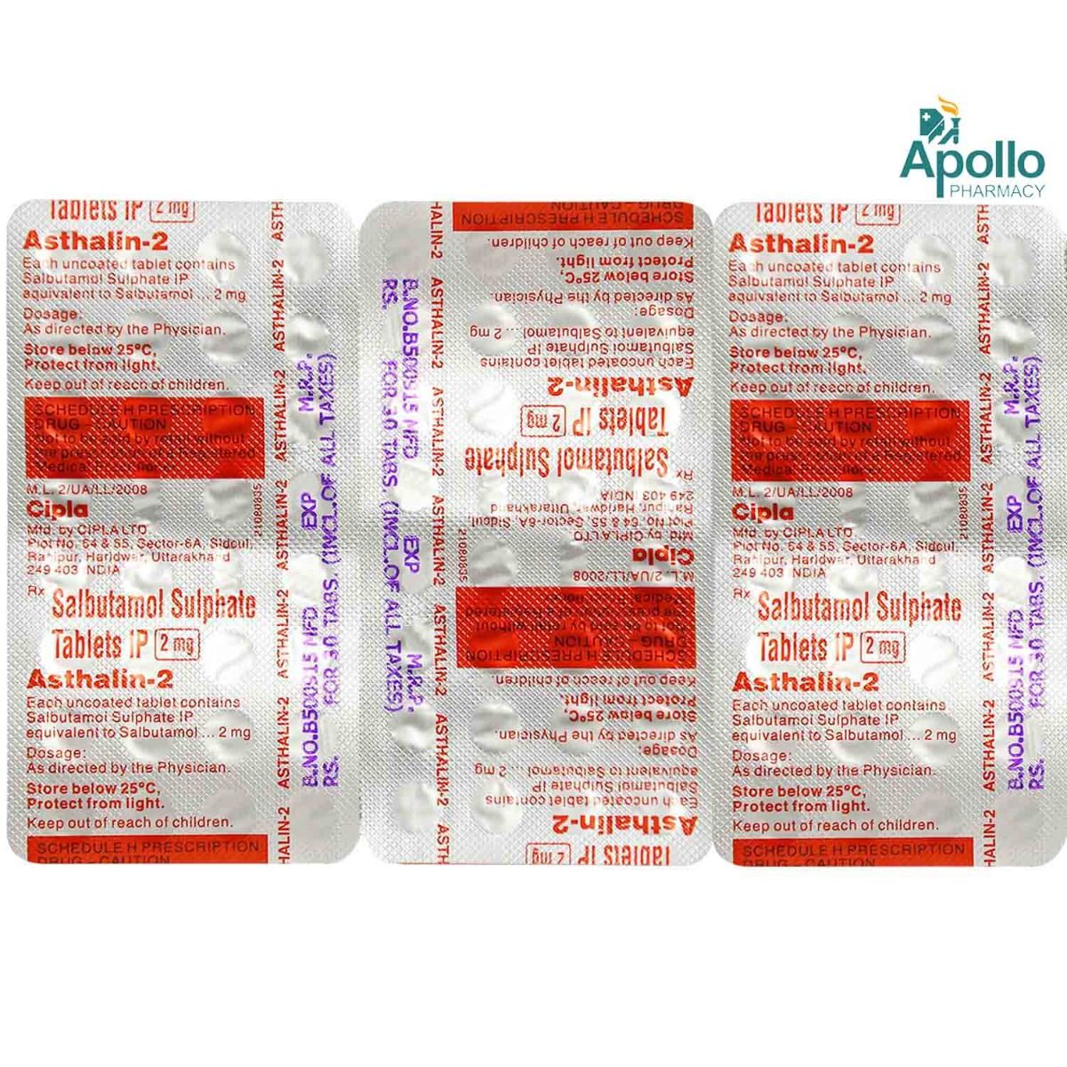 Asthalin-2 Tablet 30's Price, Uses, Side Effects, Composition - Apollo ...