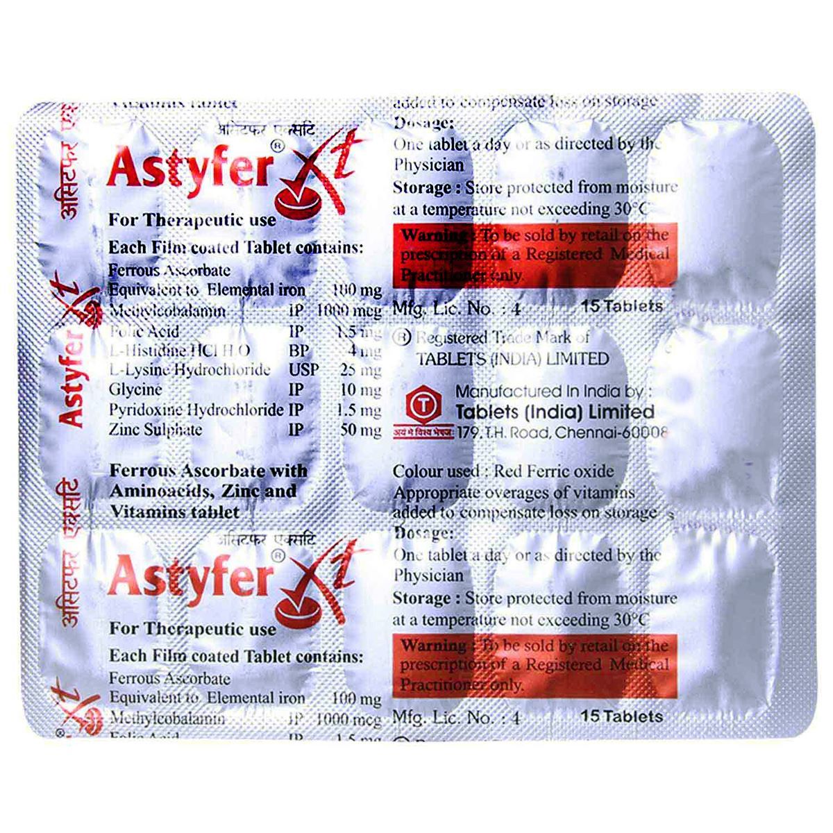 Astyfer XT Tablet 15's Price, Uses, Side Effects, Composition - Apollo ...