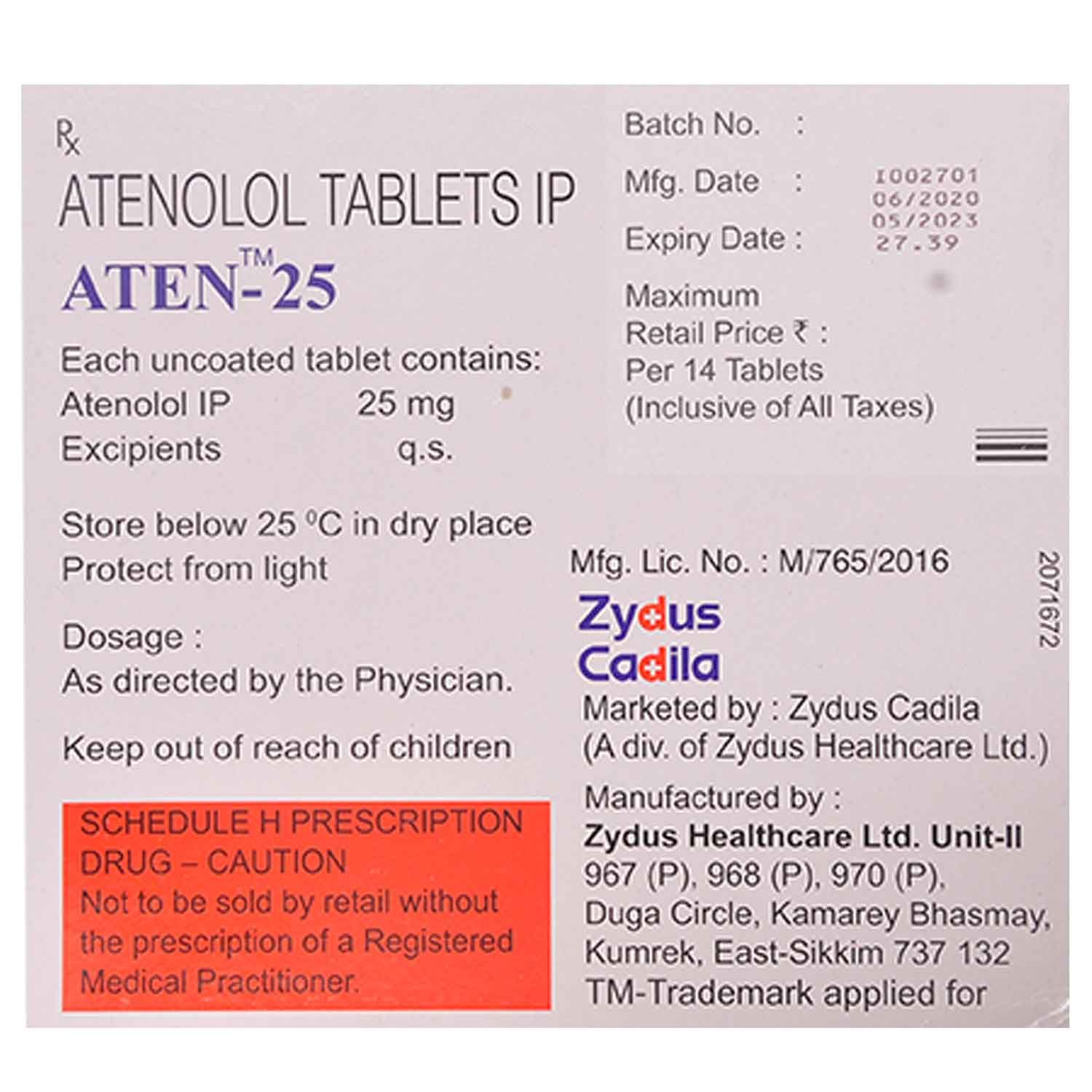 Atenex 25 Tablet 14's Price, Uses, Side Effects, Composition - Apollo ...