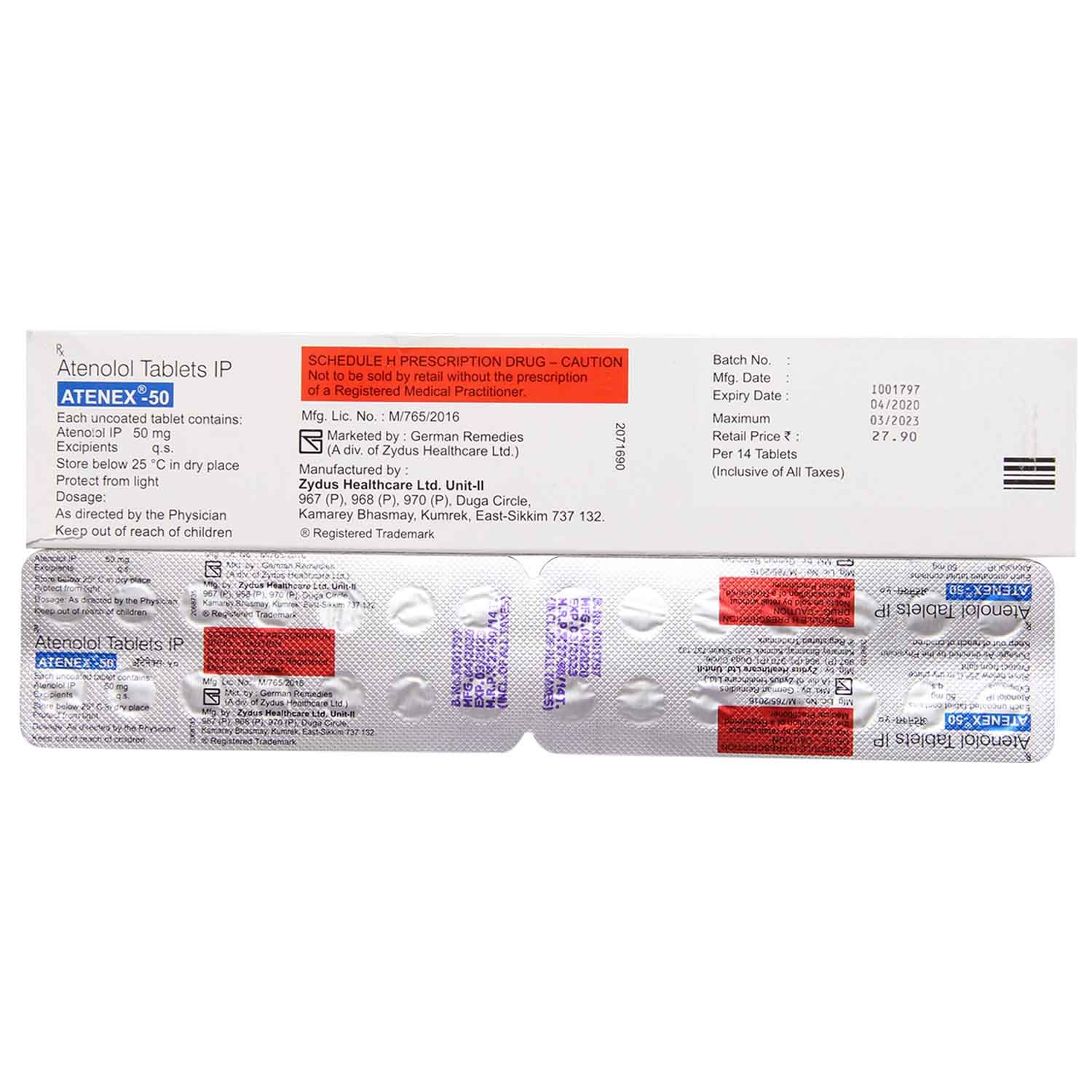 Atenex 50 Tablet | Uses, Side Effects, Price | Apollo Pharmacy
