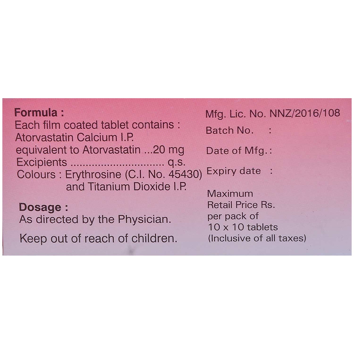 Atheart 20mg Tablet 10's Price, Uses, Side Effects, Composition ...