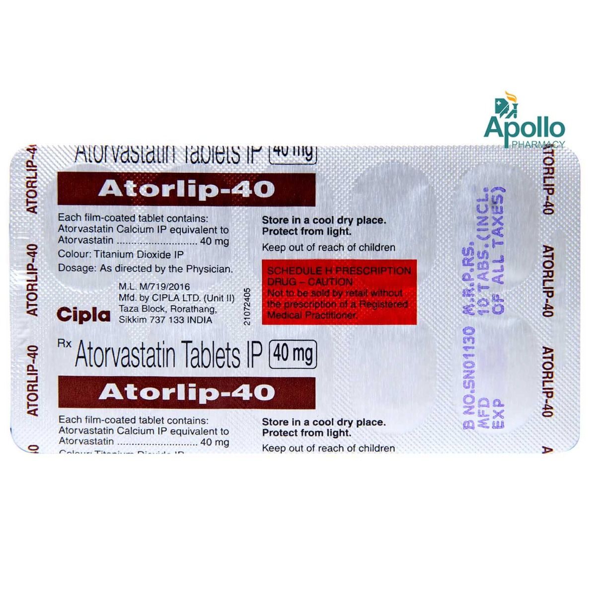 Atorlip 40 Tablet 10's Price, Uses, Side Effects, Composition - Apollo ...