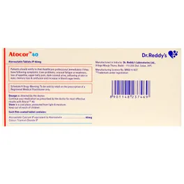 Atocor 40 Tablet | Uses, Side Effects, Price | Apollo Pharmacy