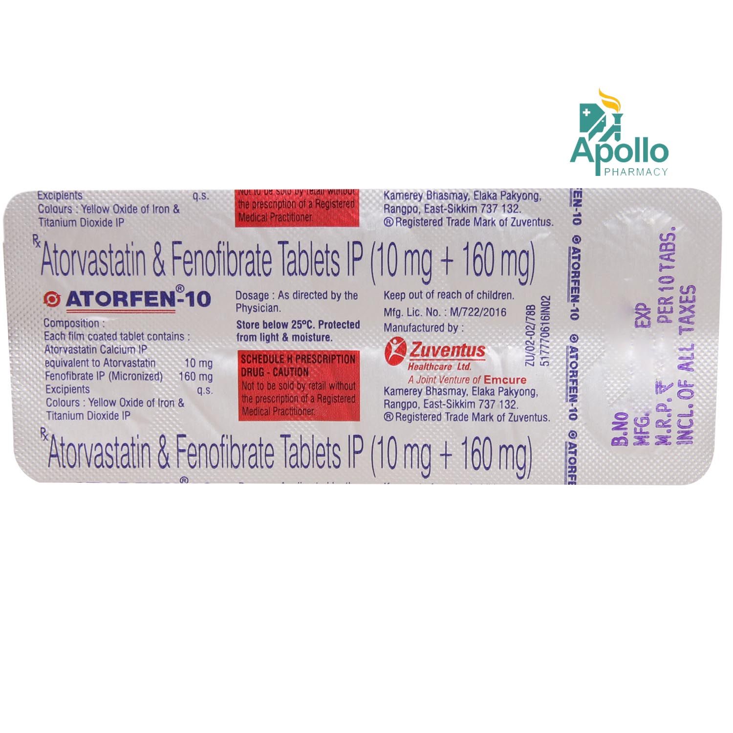 Atorfen-10 Tablet 10's Price, Uses, Side Effects, Composition - Apollo ...