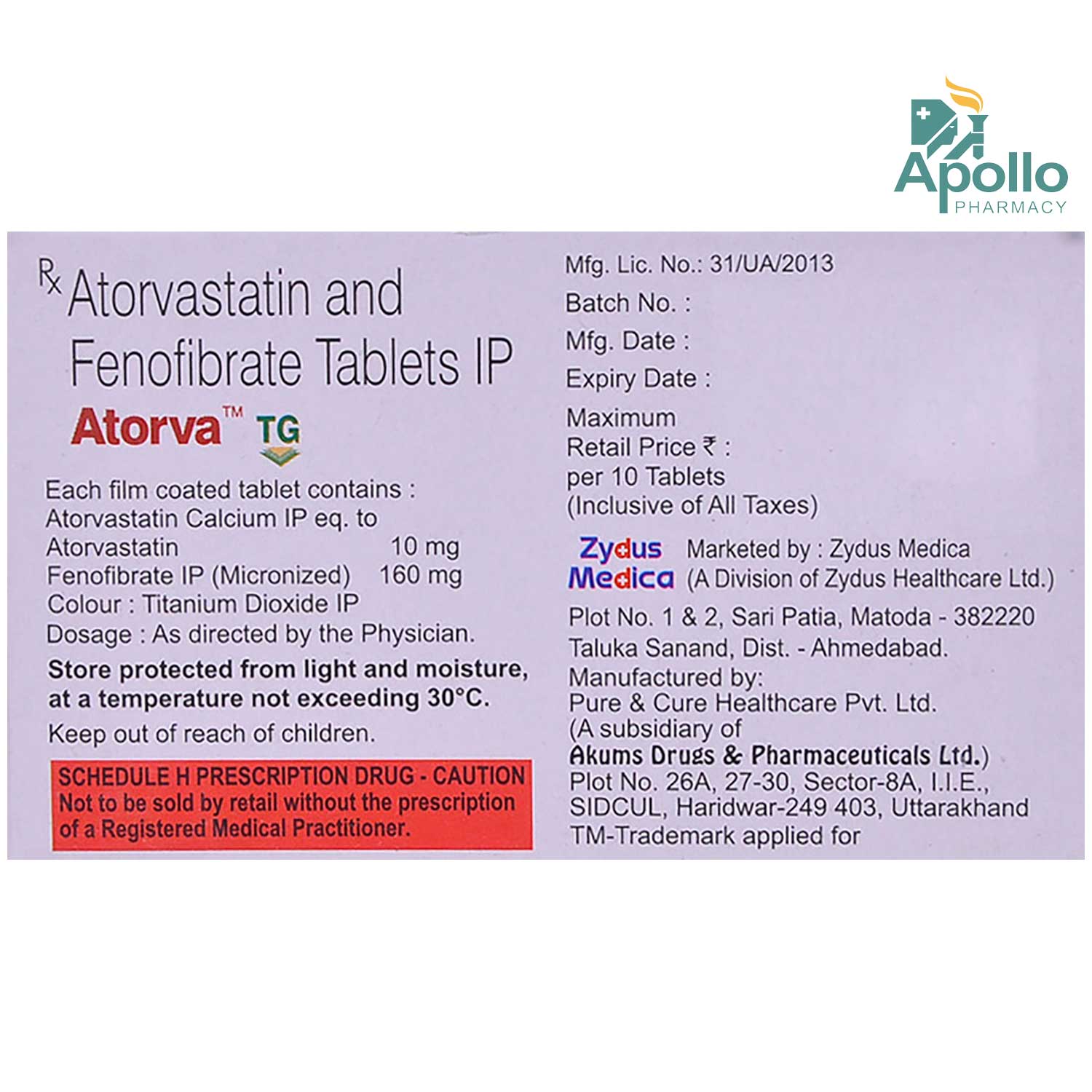 Atorva TG Tablet 10's Price, Uses, Side Effects, Composition - Apollo ...