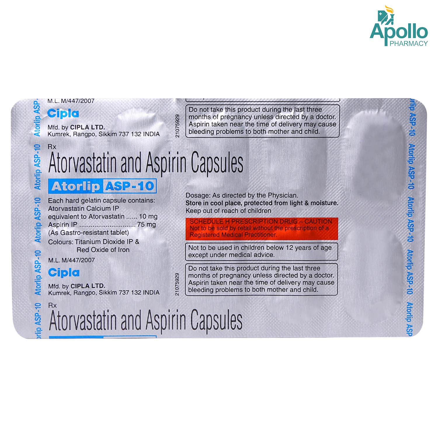 Atorlip ASP 10 Capsule 10's Price, Uses, Side Effects, Composition ...