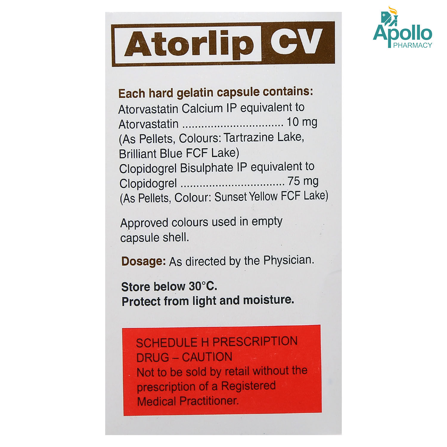 Atorlip CV Capsule 10's Price, Uses, Side Effects, Composition - Apollo ...