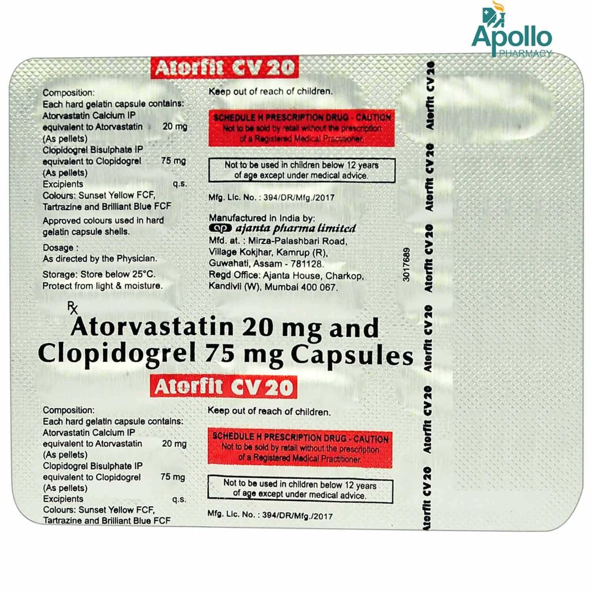 Atorfit CV 20 Capsule 15's Price, Uses, Side Effects, Composition ...