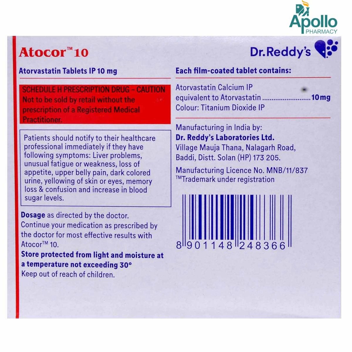Atocor 10 Tablet | Uses, Side Effects, Price | Apollo Pharmacy