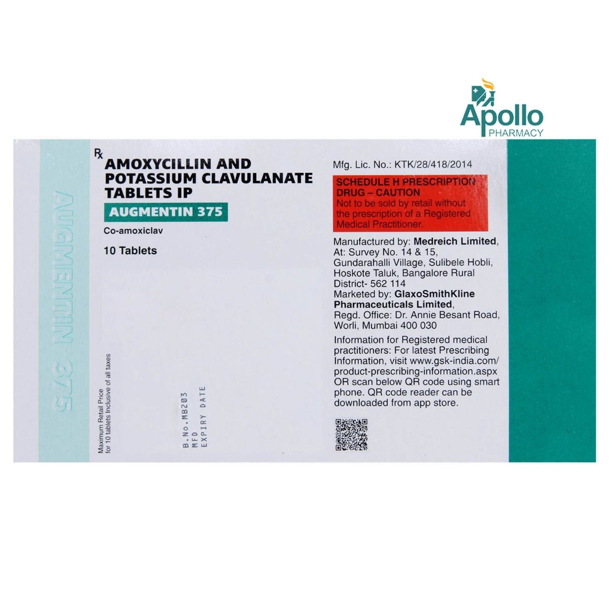 Augmentin 375 Tablet | Uses, Side Effects, Price | Apollo Pharmacy