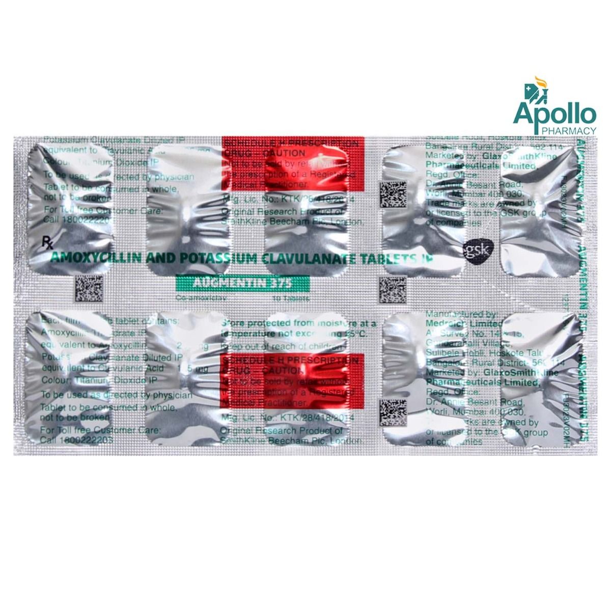 Augmentin 375 Tablet | Uses, Side Effects, Price | Apollo Pharmacy