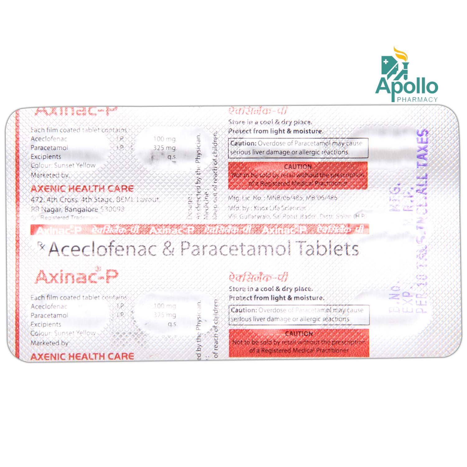 Axinac P Tablet 10's Price, Uses, Side Effects, Composition - Apollo ...