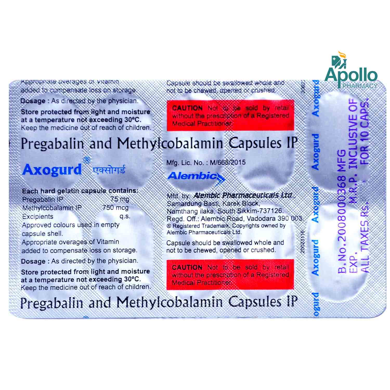 Axogurd Capsule 10's Price, Uses, Side Effects, Composition - Apollo ...