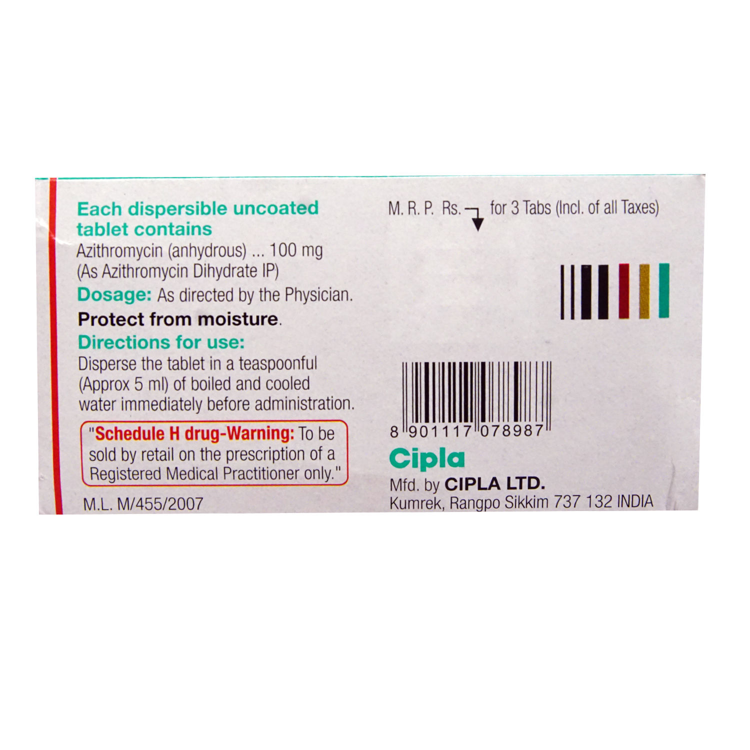 Azee DT 100 mg Tablet 3's Price, Uses, Side Effects, Composition ...