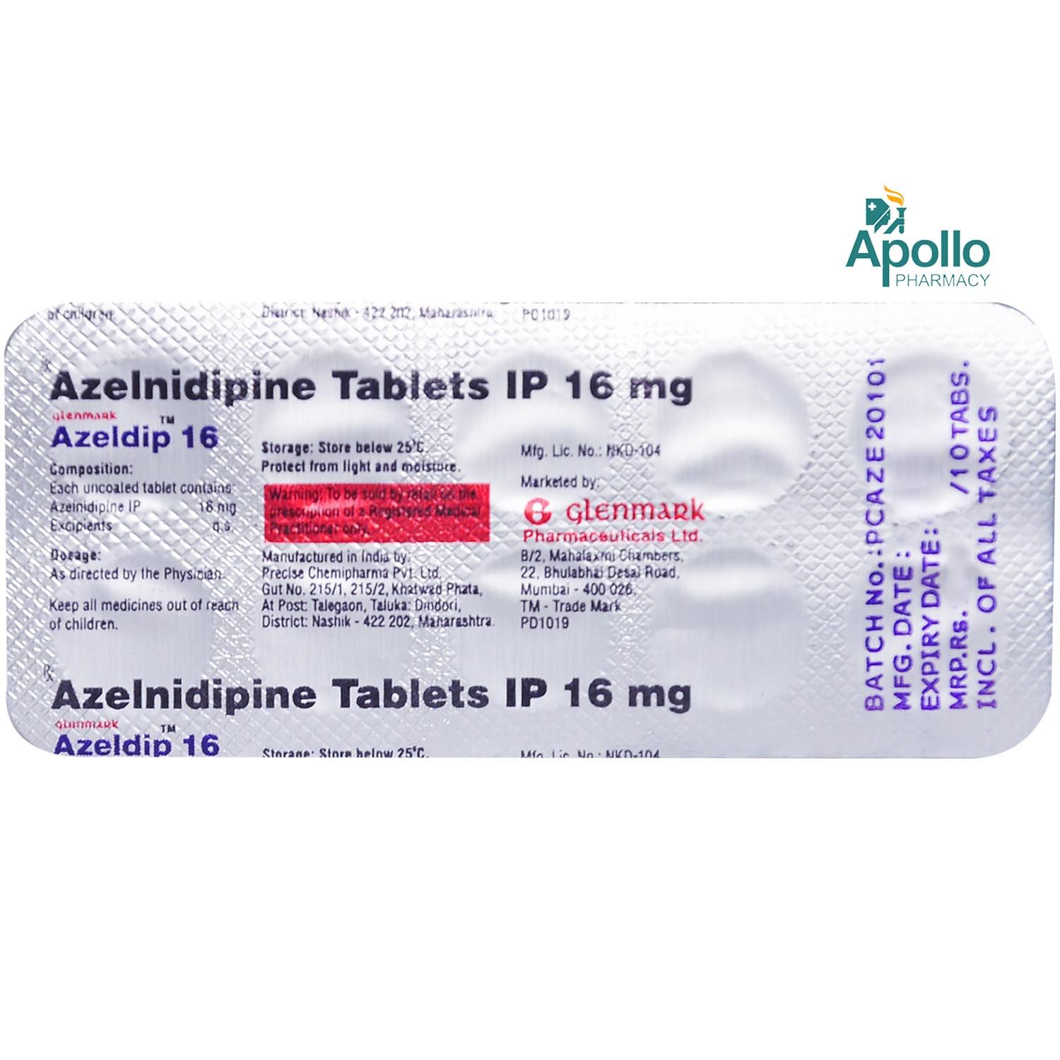 Azeldip 16 Tablet 10's Price, Uses, Side Effects, Composition - Apollo ...
