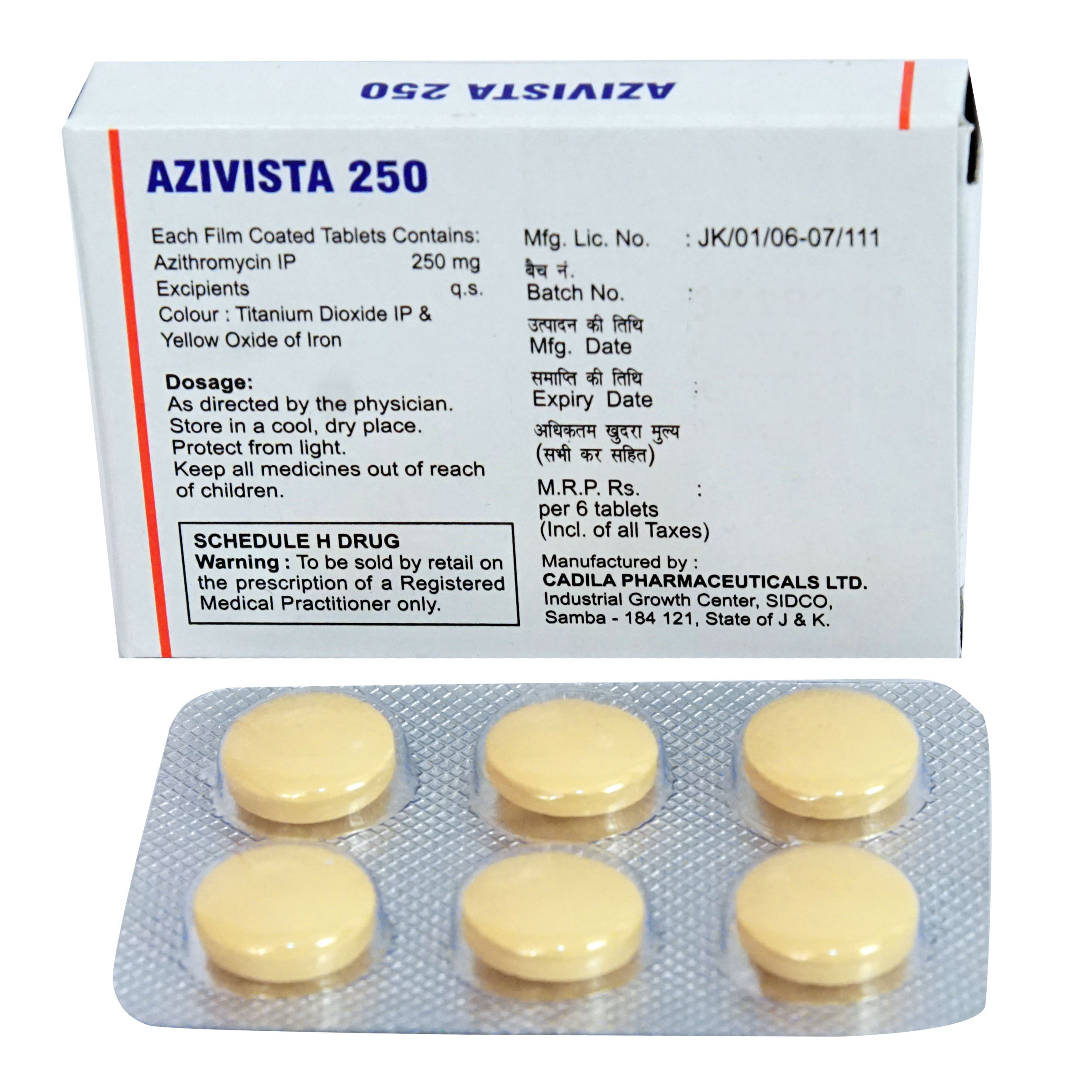 Azivista 250 mg Tablet 6's Price, Uses, Side Effects, Composition ...