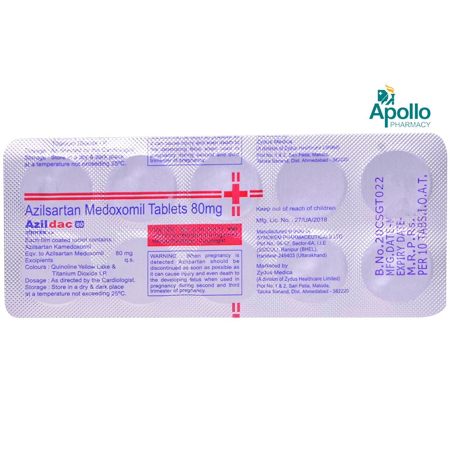 Azildac 80 Tablet 10's Price, Uses, Side Effects, Composition - Apollo ...