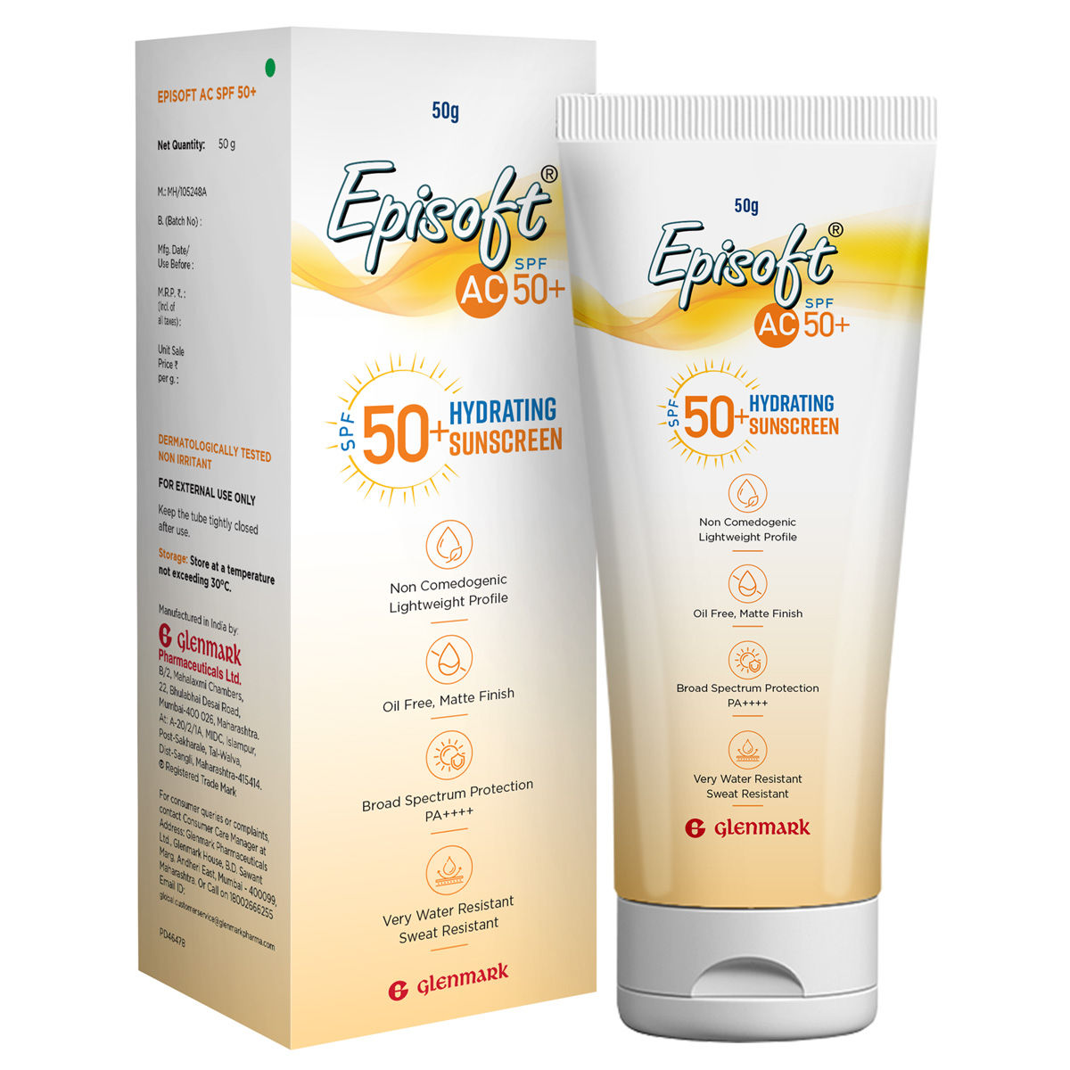 Buy Episoft AC SPF 50 Hydrating Sunscreen Cream 50 gm 19 Minutes Delivery Apollo Pharmacy