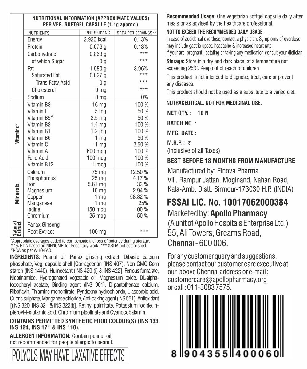 Apollo Pharmacy Multivitamin for Men, 10 Capsules Price, Uses, Side ...