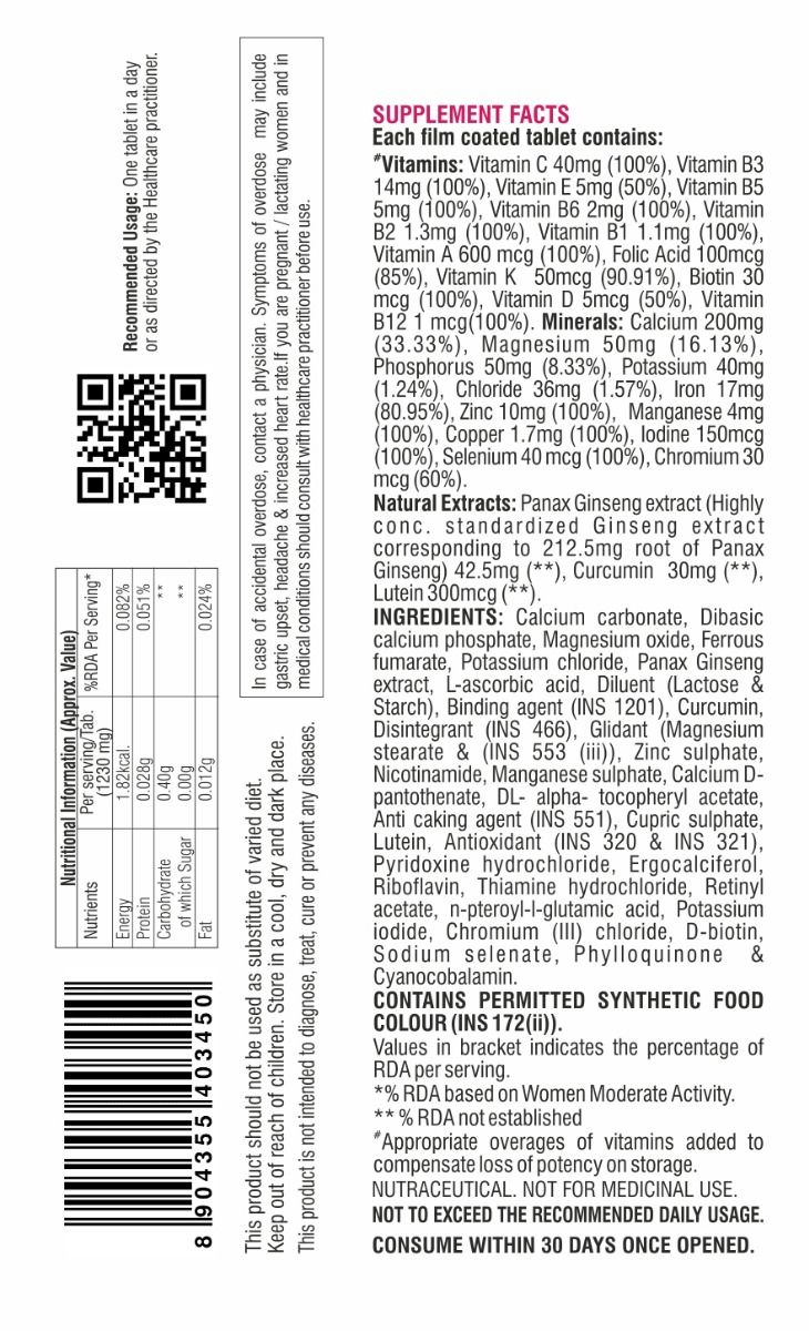 Apollo Life Multivitamin for Women, 30 Tablets Price, Uses, Side ...