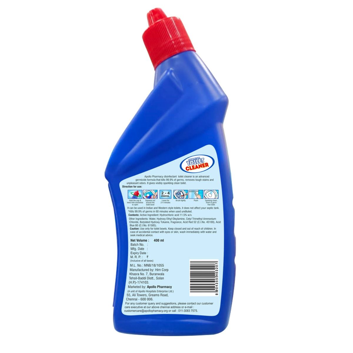 Apollo Pharmacy Disinfectant Toilet Cleaner, 1200 ml (3x400 ml) Price ...
