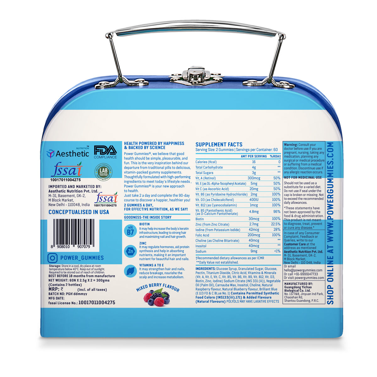 Power Gummies Hair & Nail Vitamins with Biotin Mixed Berry Flavour ...