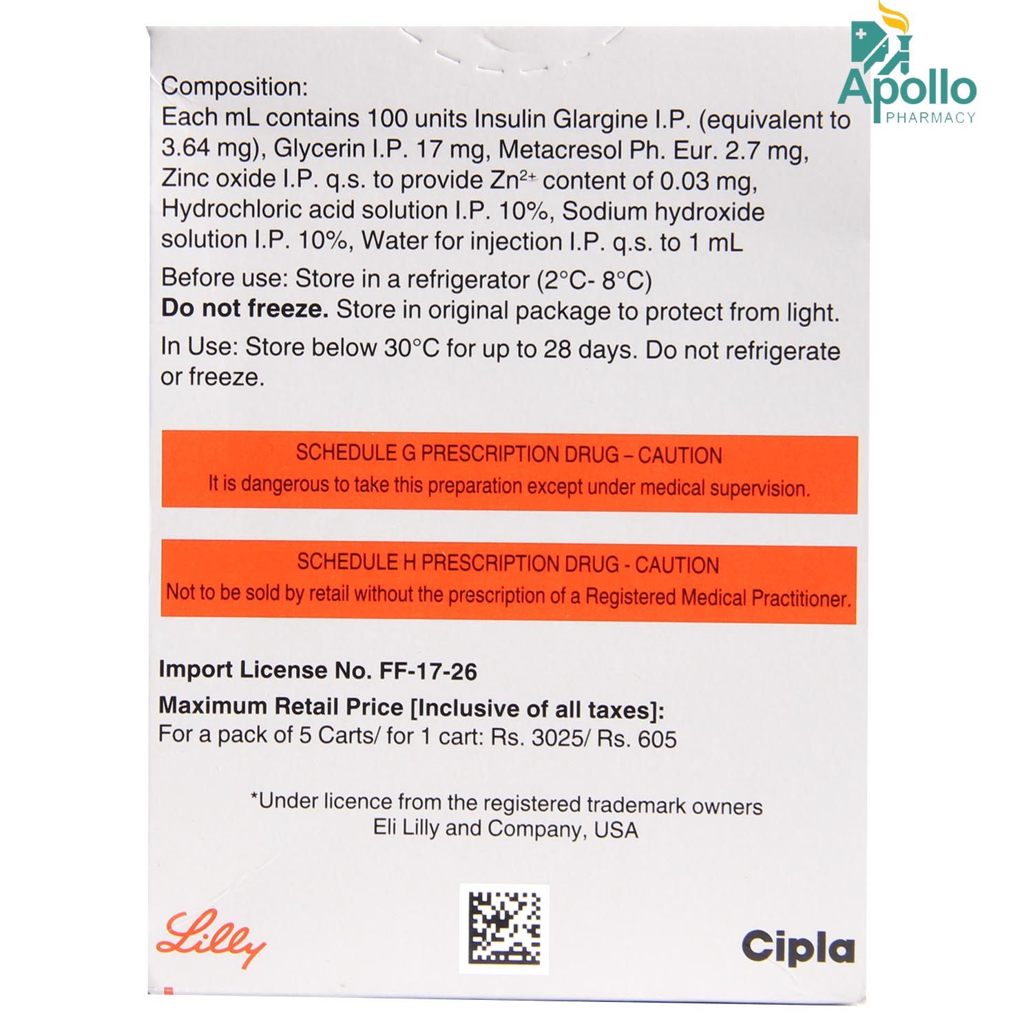 Basaglar 100 Units/ml Cartridge 3 ml | Uses, Side Effects, Price ...