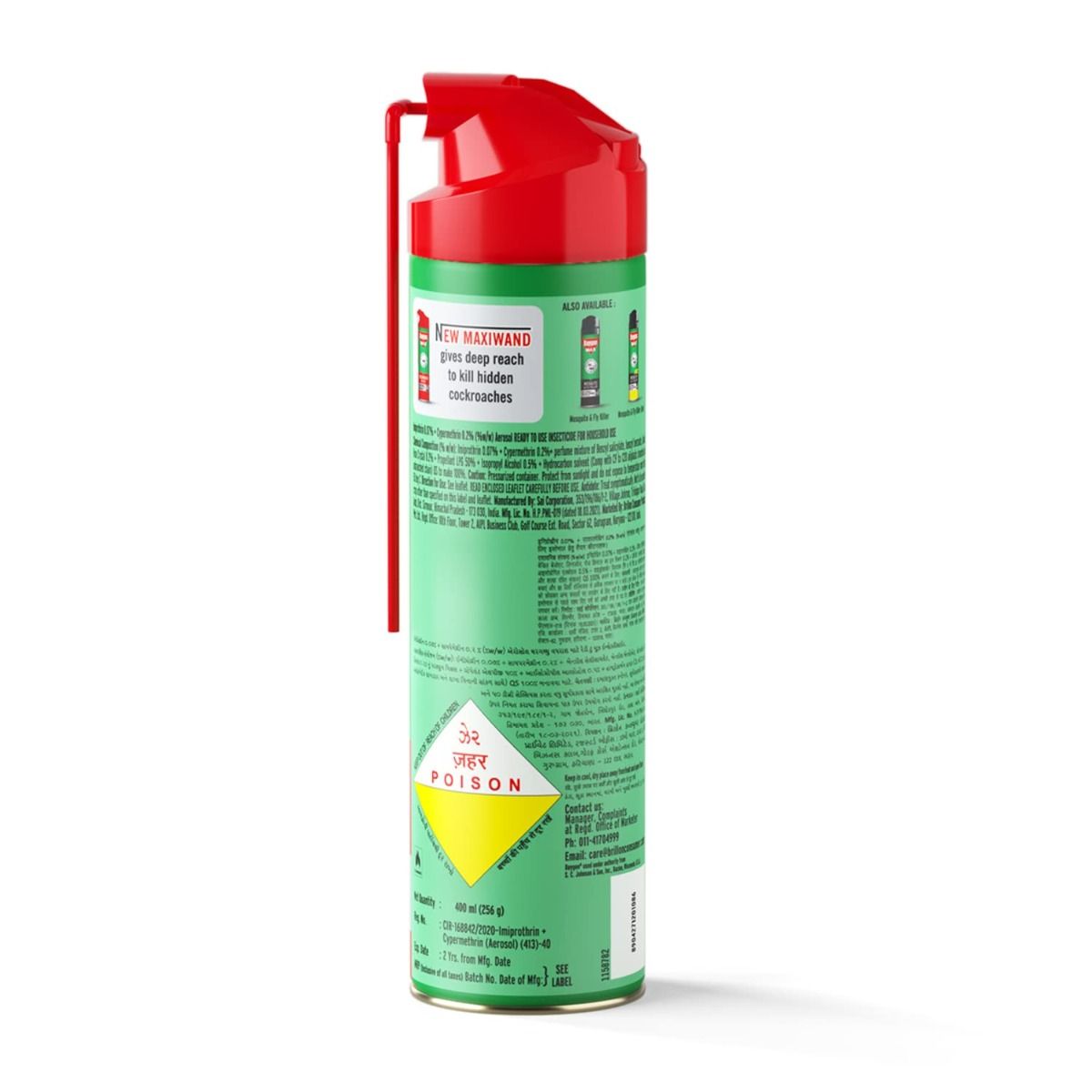 Baygon Max Cockroach Killer Spray, 400 ml Price, Uses, Side Effects ...